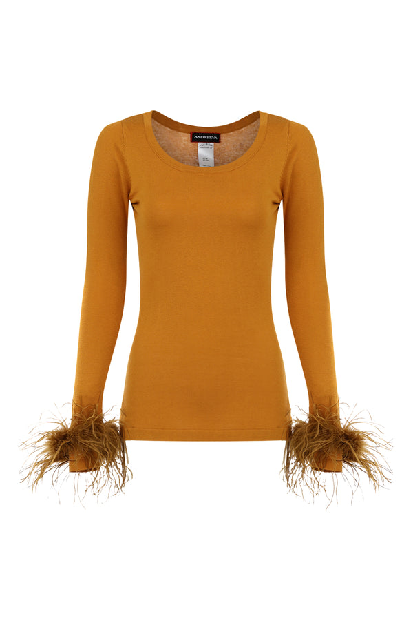 Women's Designer Knit Tops And Tops With Feathers| ANDREEVA